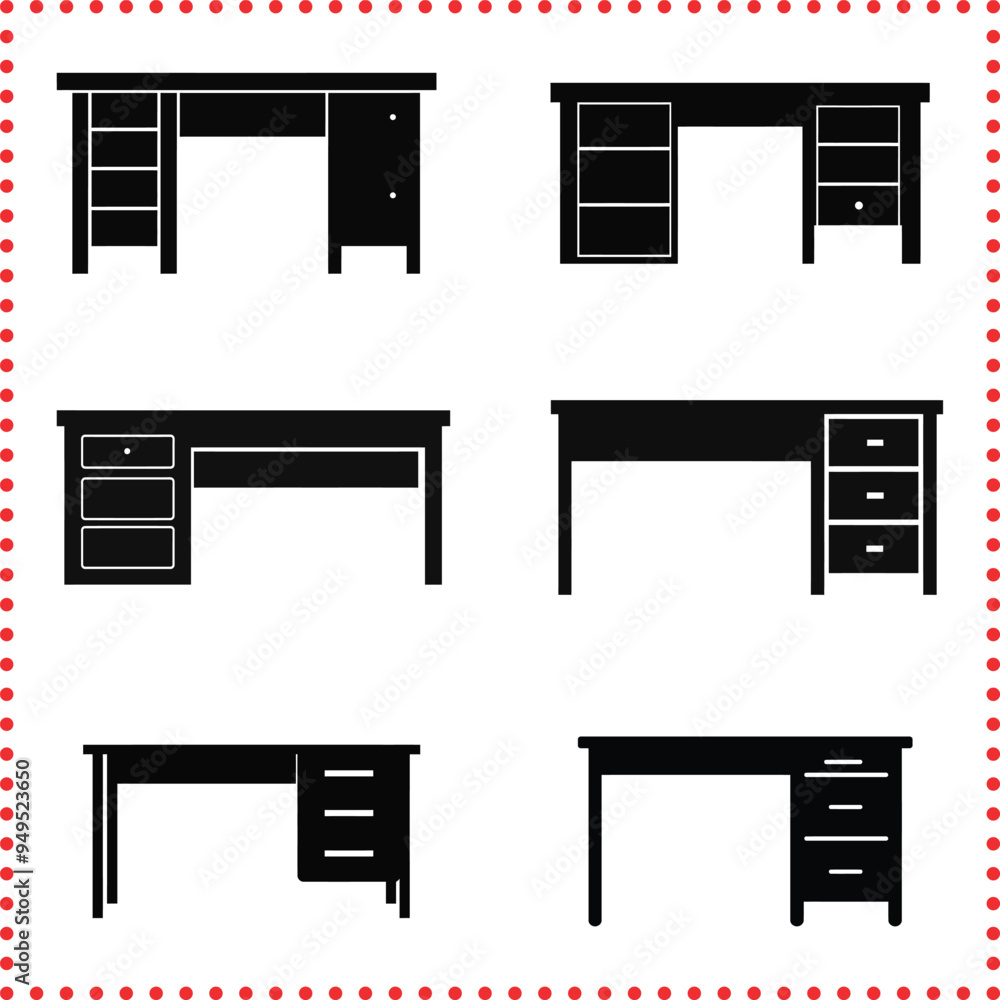 Modern Computer Table Outline, Black and White Office Furniture for ...