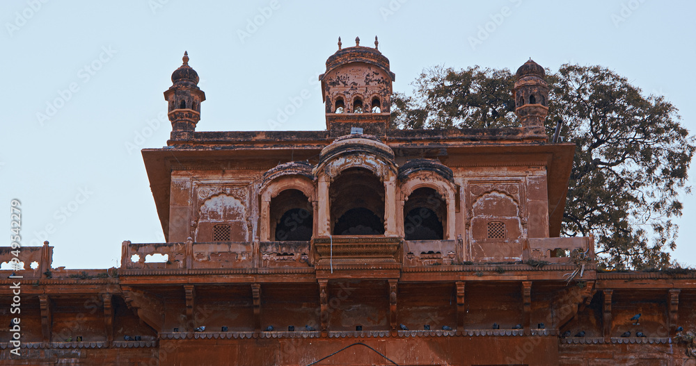 Varanasi, India. Close-up View On Roof Top Of Chet Singh Ghat, With ...