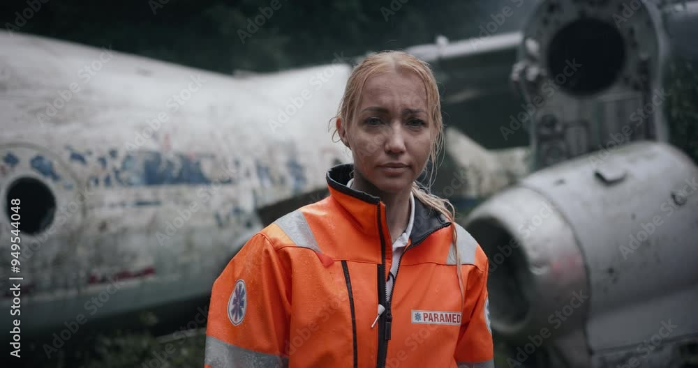 Portrait of a Female Paramedic Proudly Standing in Front of Camera in ...