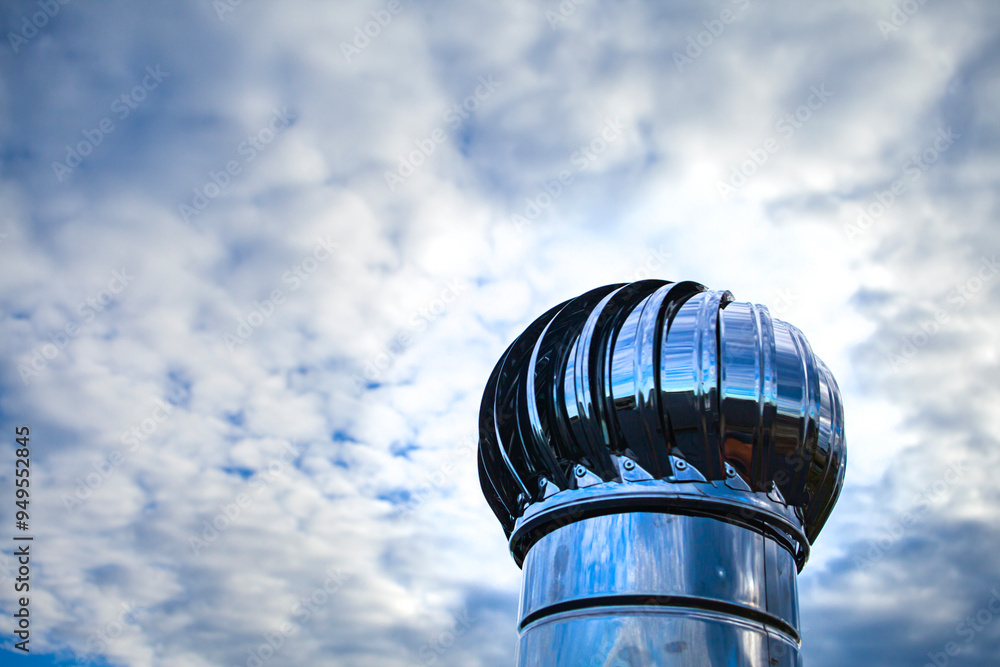 stainless steel deflector on the roof of the building, connected to the ...