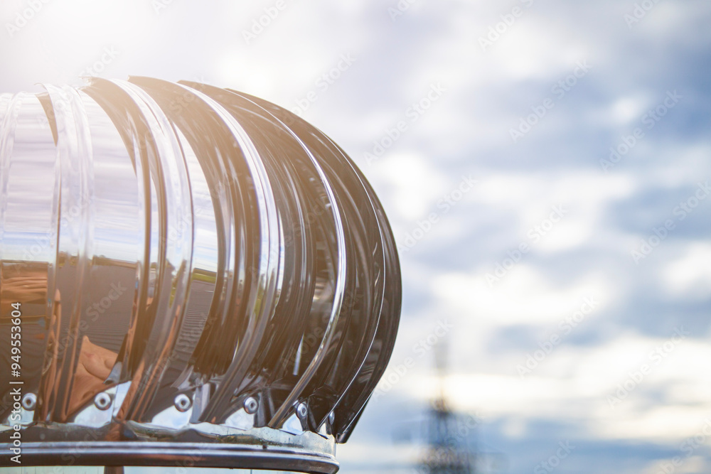 stainless steel deflector on the roof of the building, connected to the ...