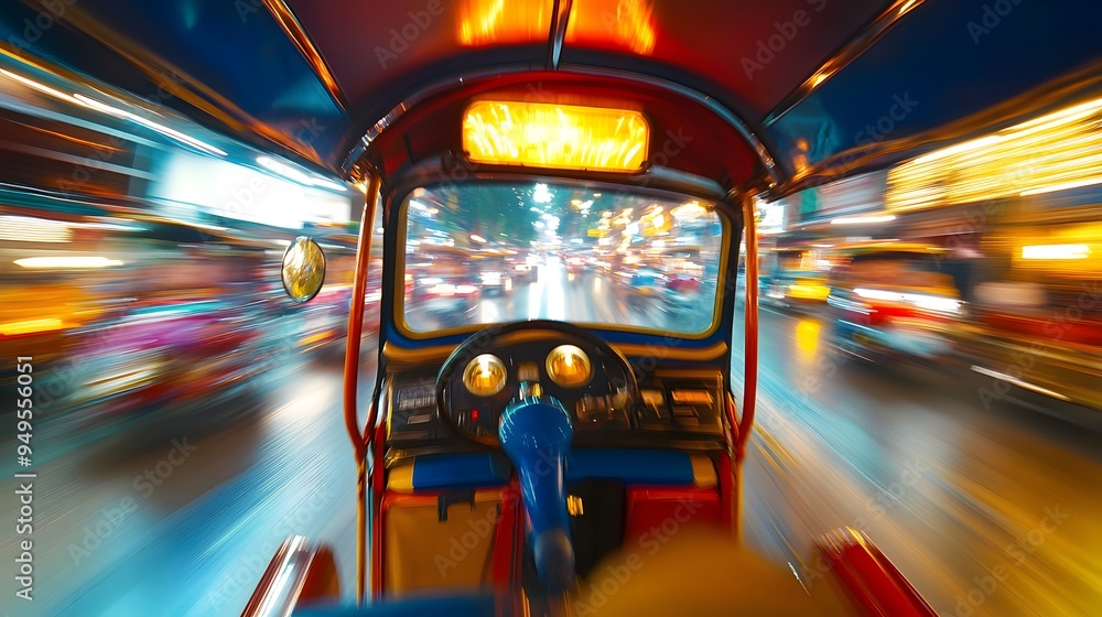 Tuk-Tuk Ride: A bustling street scene in Bangkok with colorful tuk-tuks ...