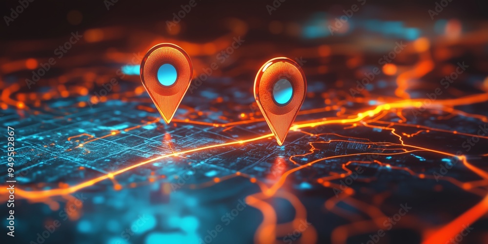 Innovation computing digital location map technology displaying high ...