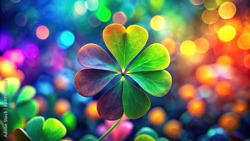 Colorful wallpaper screenshot with depth of field effect of a four leaf ...