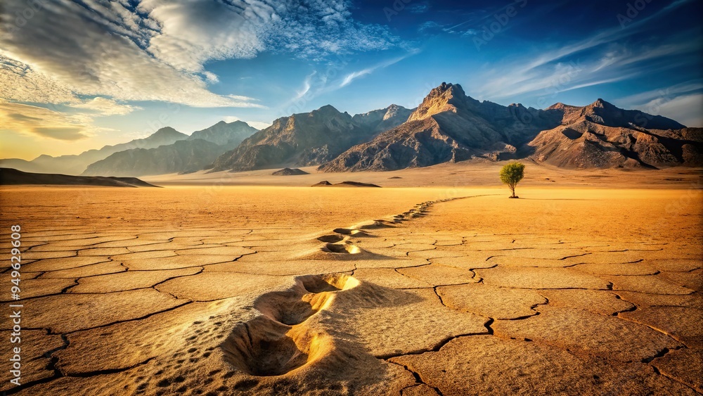 7. A footprint of enormous size and depth in the dusty, arid soil of a ...