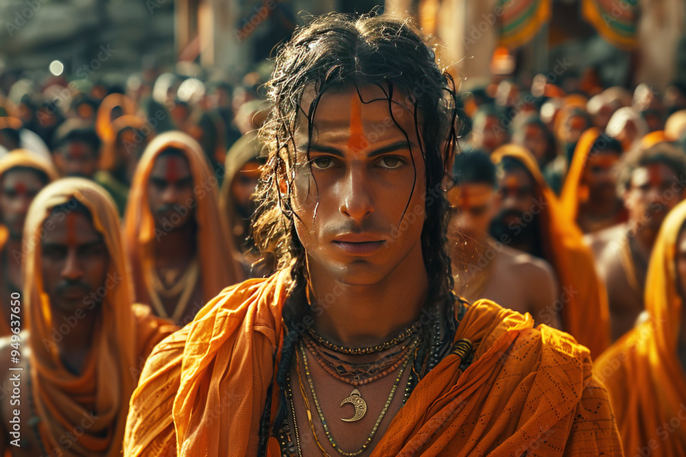 Ashoka is a young guy in orange robes and a dastar turban, kashaya, the ...