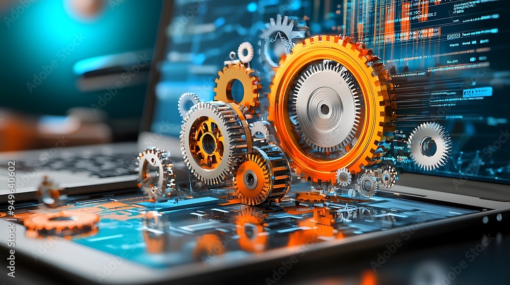 An artistic blend of gears and cogs symbolizes the intricate dance of ...