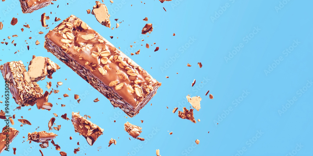 Protein bar broken into pieces, revealing dense interior Stock ...