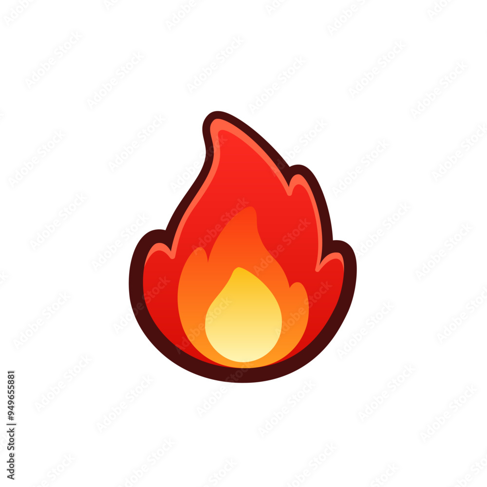 Isolated flat 3d fire icon for game, interface, sticker, app. The sign ...