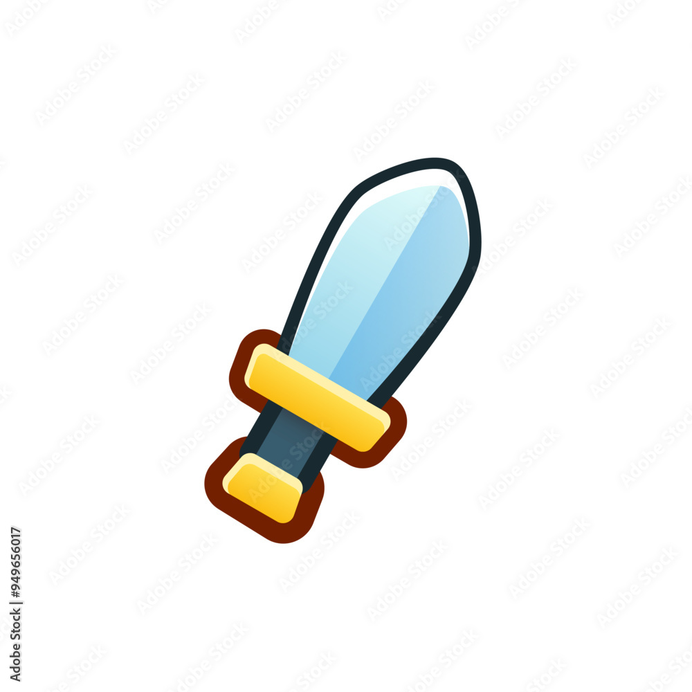 Isolated flat 3d sword icon for game, interface, sticker, app. The sign ...