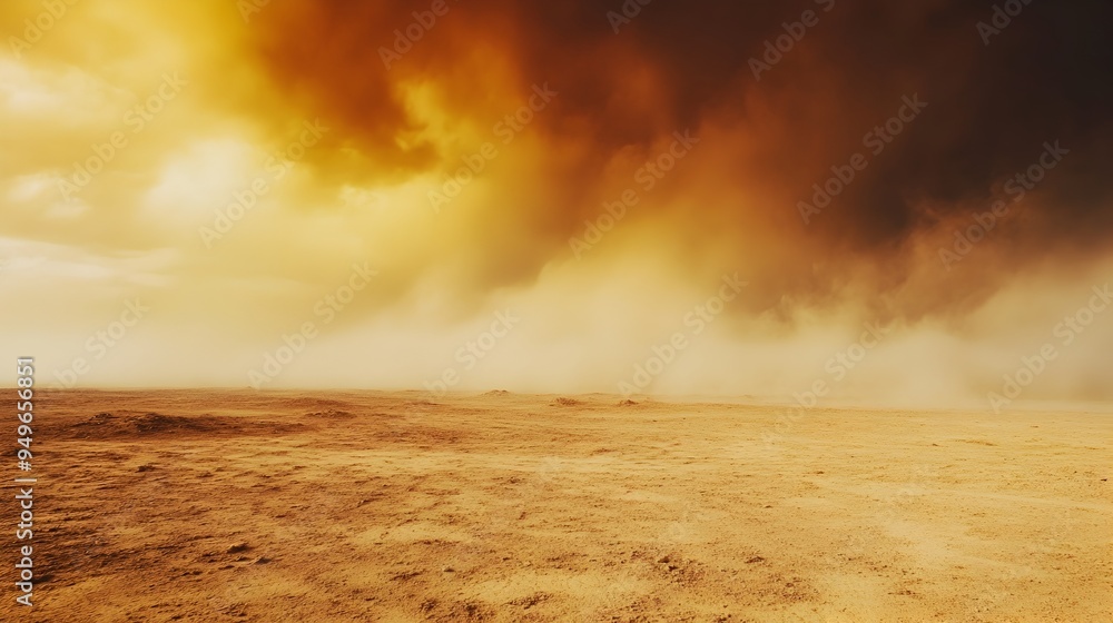 Sweeping Sandstorm Engulfs Barren Desert Landscape in Harsh Weather ...