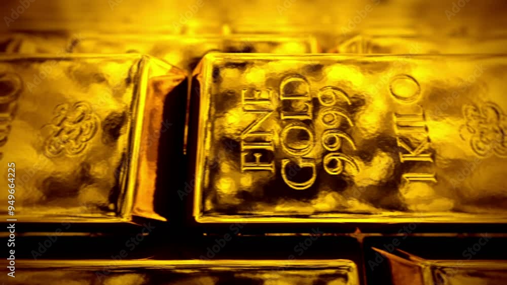 Infinite Stack Of Fortuneworth Golden Ingots Side View Loopable ...