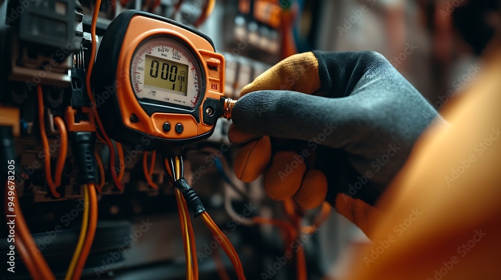 Electricity and electrical maintenance service Engineer hand holding AC ...