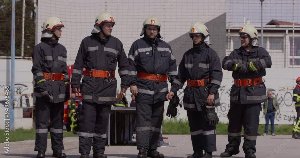 A specialized firefighting unit equipped with special attire and ...