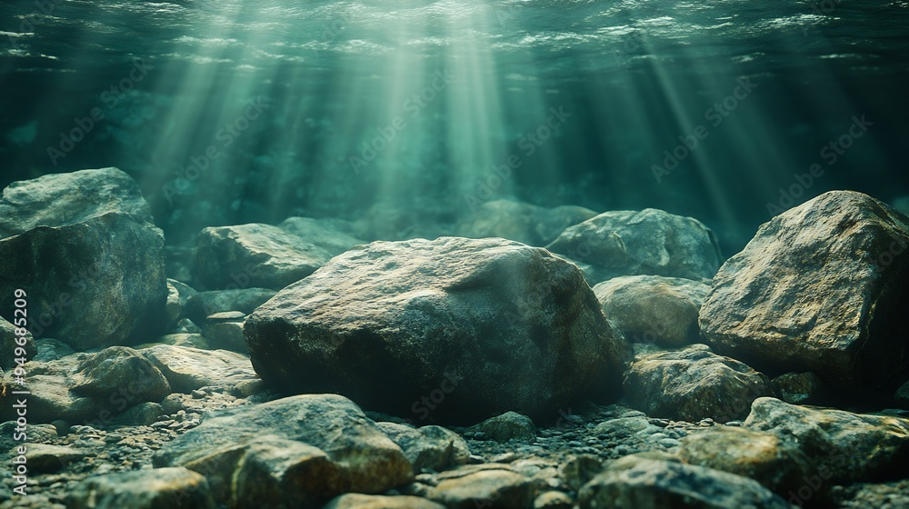 Rocks at Bottom of Ocean Floor Underwater Life : Generative AI Stock ...