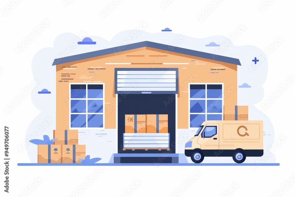 Cartoon Drawing of Supply Chain Logistics in Tetradic Color Scheme ...