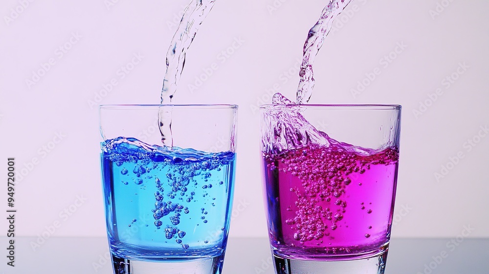 Running Water from a Tap into a Single Glass, Captured with Clear and ...