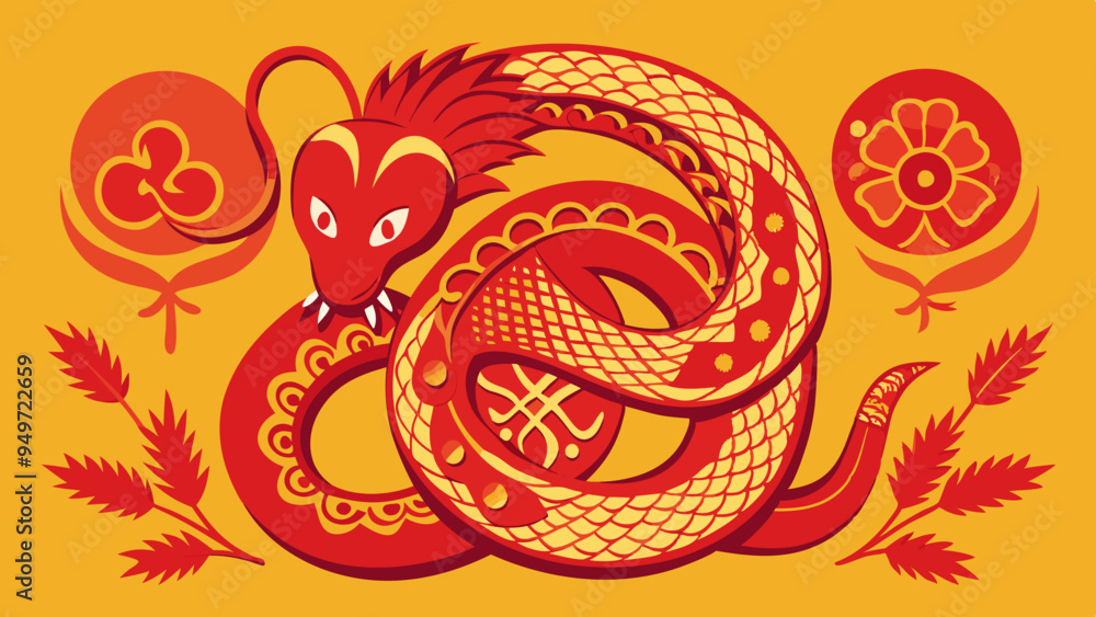 Year of the Snake Paper Cutting with Floral Patterns. Perfect for ...
