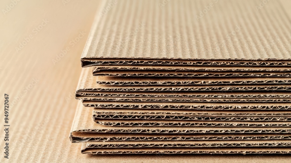 Close-up of corrugated cardboard sheets stacked neatly, Corrugated ...