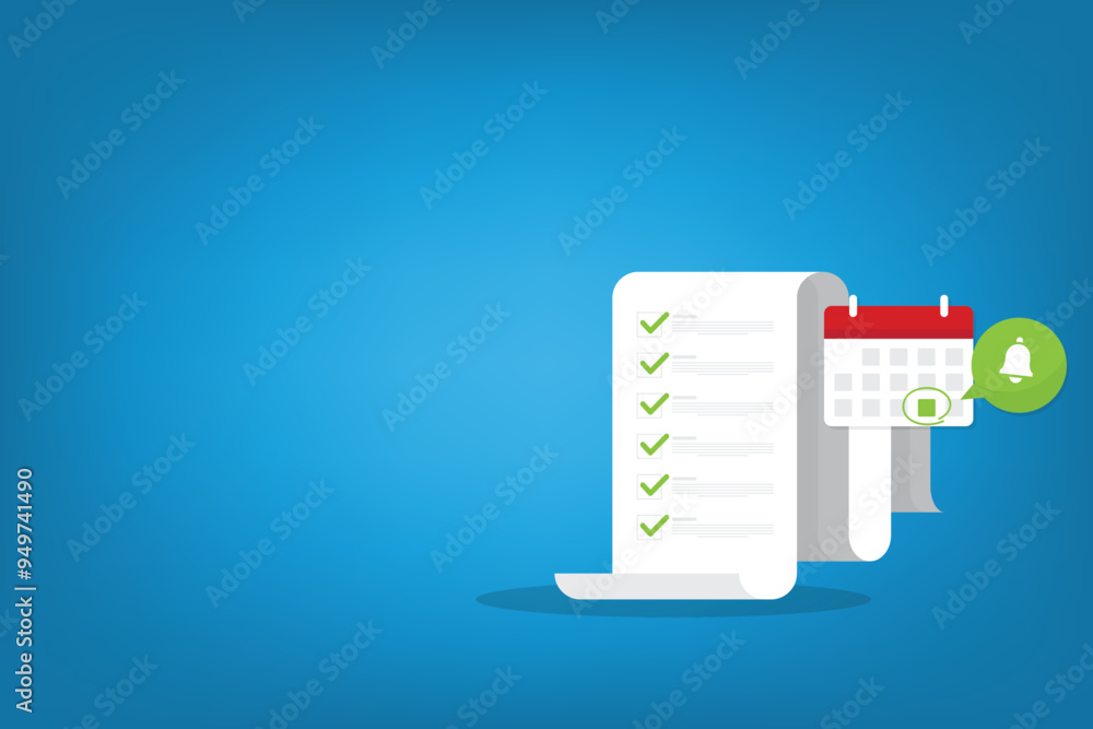 Check list document and calendar , paper check list and to do list with ...