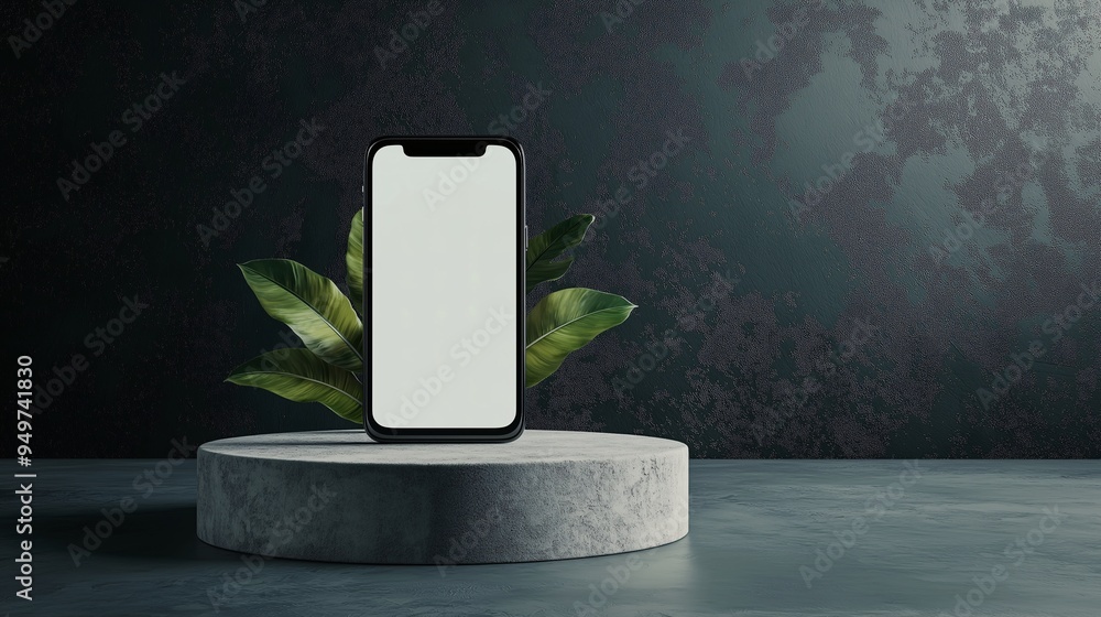 Modern Minimalist Smartphone Mockup: A sleek black smartphone with a ...