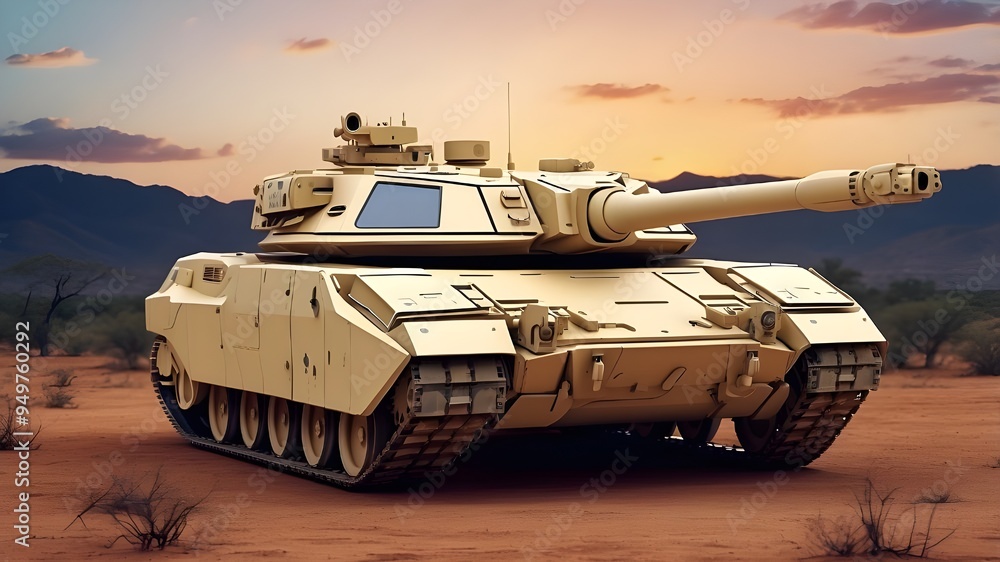 At dusk, an adorable Generative AI - M1 Abrams tank, png stock photo ...