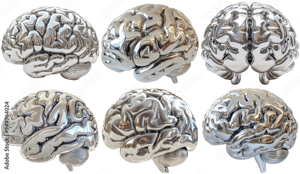 Foto de Human brain models in different angles set isolated on ...