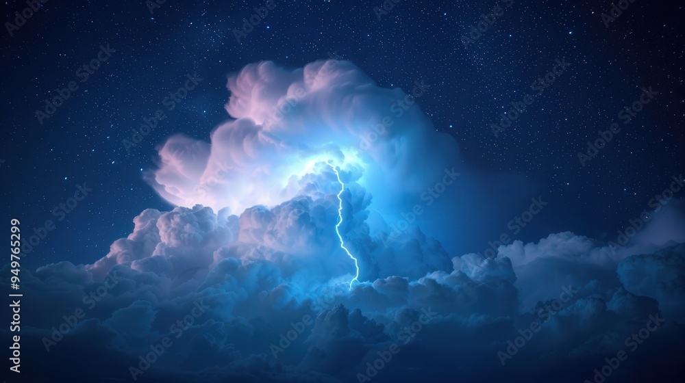Majestic Blue Jet Lightning Display, a stunning blue lightning jet ...