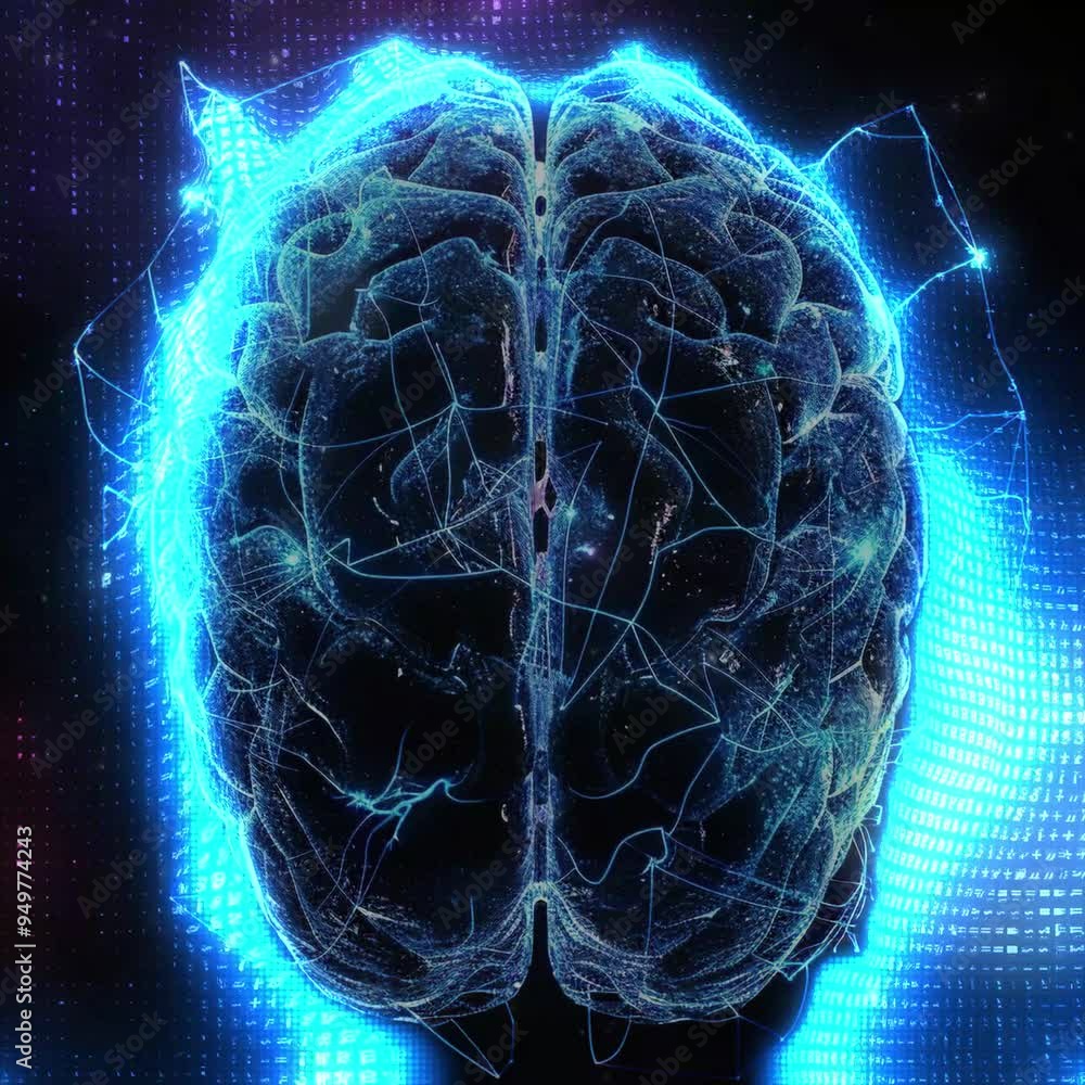 human brain anatomy with light blue color. Human brain anatomy scan. X ...