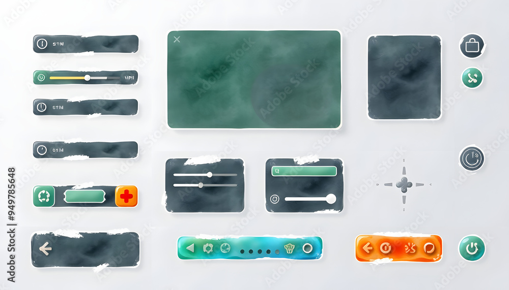 Interface elements for game and app design buttons, windows, and ...