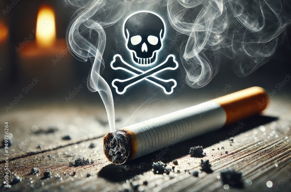 The Grim Reaper's Smoke: A lit cigarette with a skull and crossbones ...