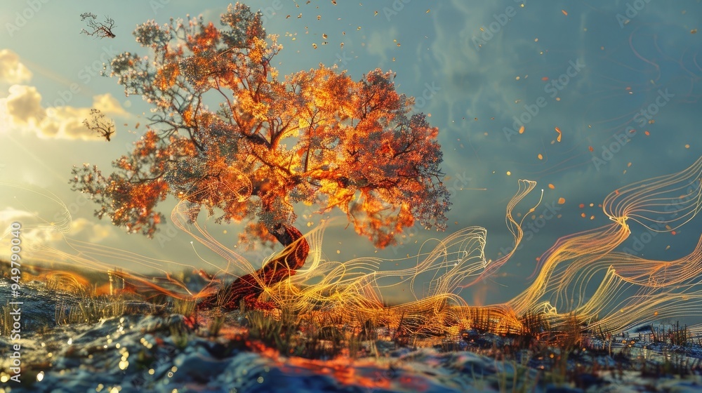 Moses and the burning bush, generative ai Stock Illustration | Adobe Stock