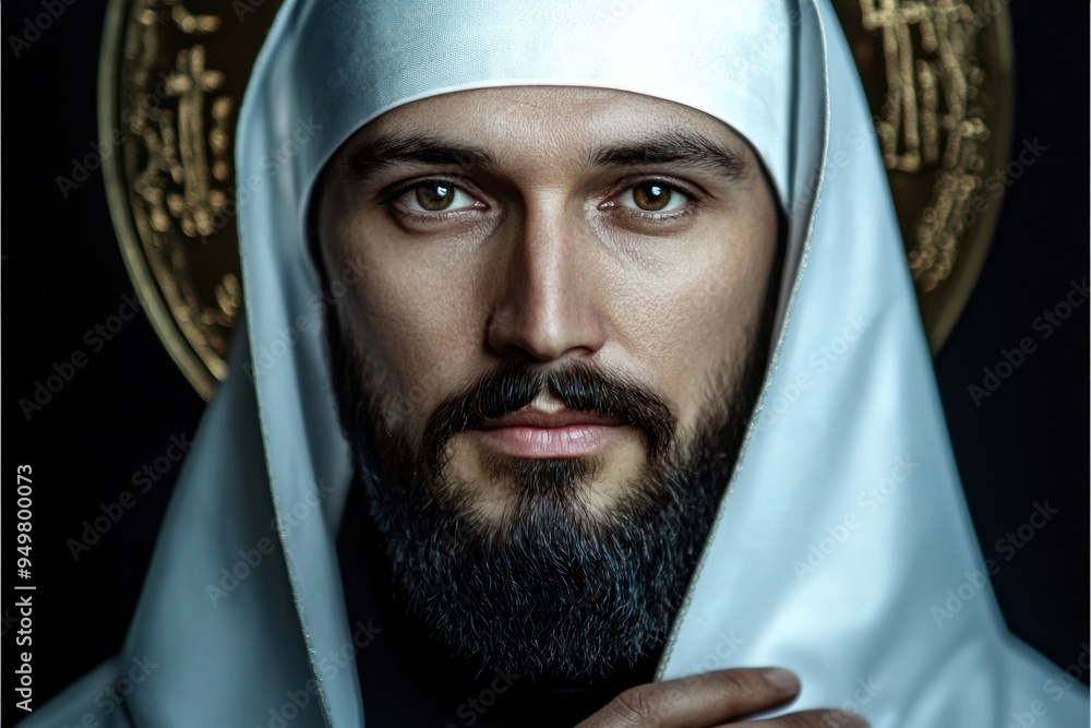 Sacred icon: A portrait of Saint Josaphat, capturing the revered image ...