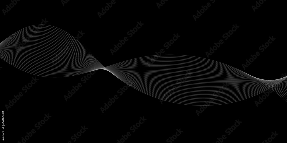 black background wave lines abstract design vector format 3d waves background for desktop Stock ...