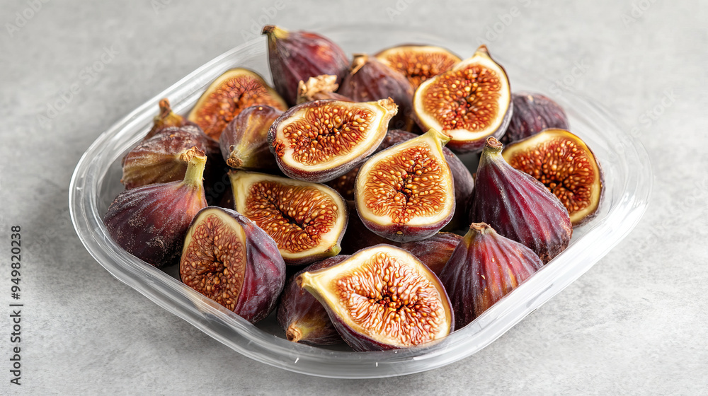 Dried Whole Figs: Displayed in a small round plastic packaging ...