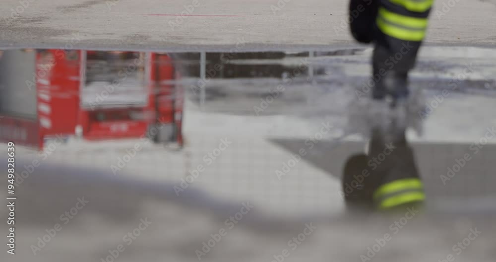 A reflective scene captures a firefighter heading into a dangerous ...