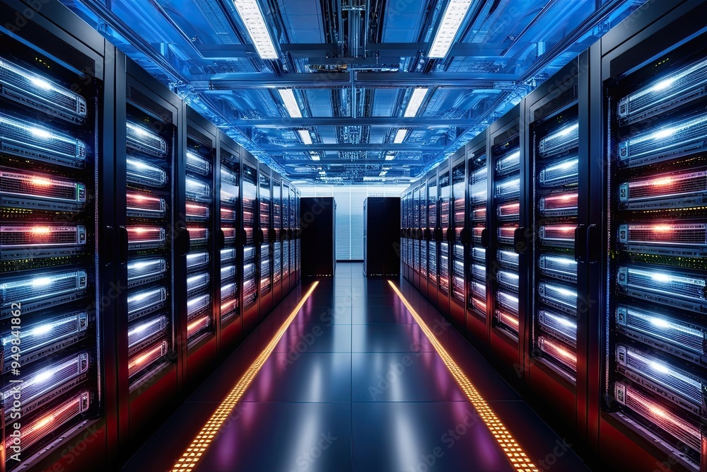 Digital Data Center Design with LED Panels and Open Space in IT ...