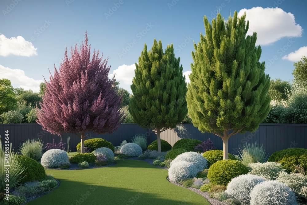 Interactive 3D Garden Design Featuring Salix Purpurea Nana Yew Trees ...