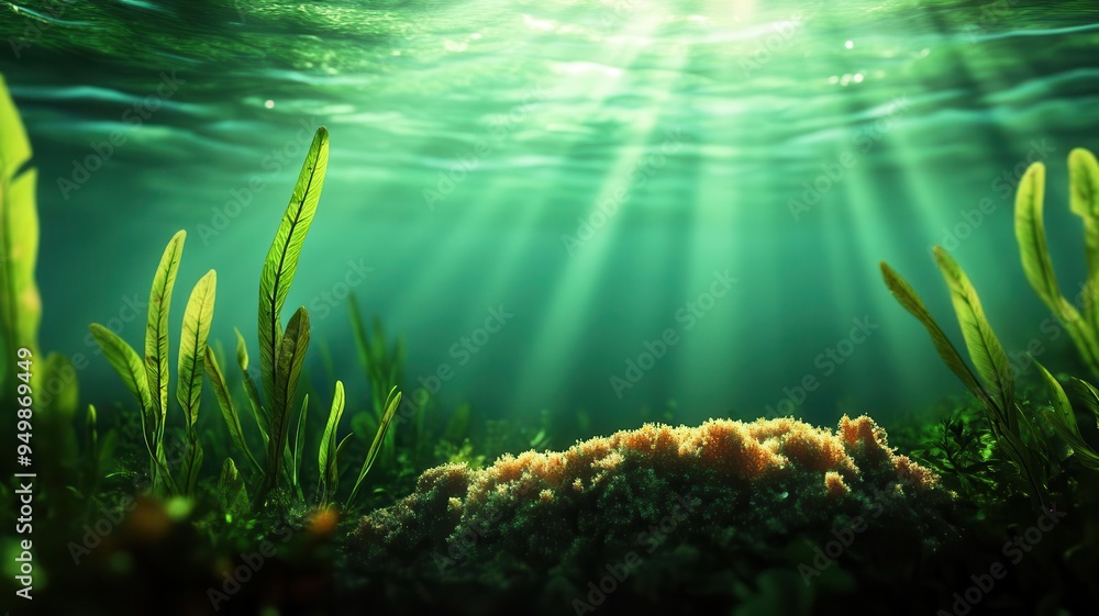 Algae-covered coral in a dense swamp, showing life forms adapting to ...