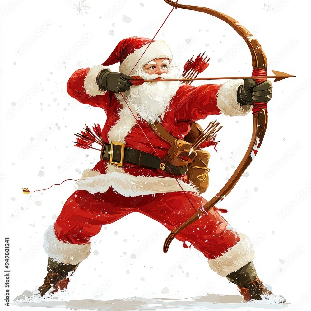 Santa Claus Aiming Bow and Arrow Stock Illustration | Adobe Stock