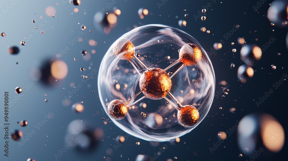 Splitting of atomic nucleus during nuclear fission, particles ...