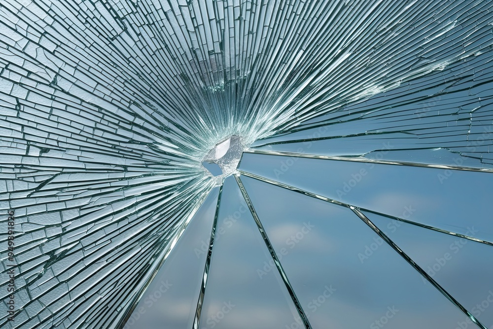 Shattered Glass Texture with Cracked Pane and Fragmented Crystal ...