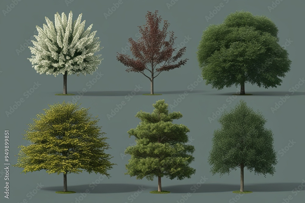 Laburnum Anagyroides Rhus Typhina Quercus Robur Concordia Tree Top View ...