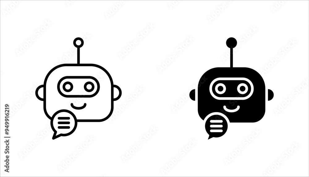 Chat bot icon set. Robot, support bot, online support service, Chat bot ...