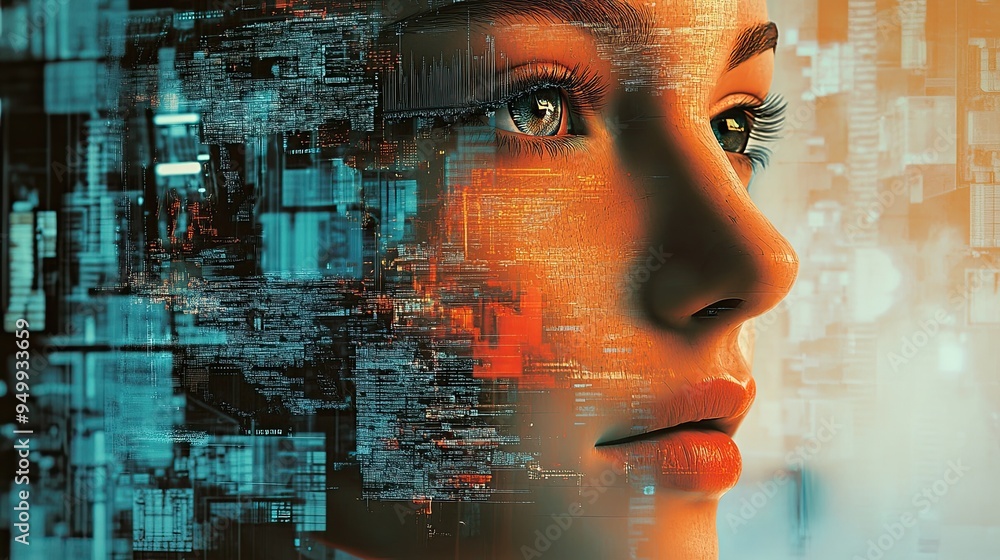 A collage exploring the concept of transhumanism, featuring images of ...