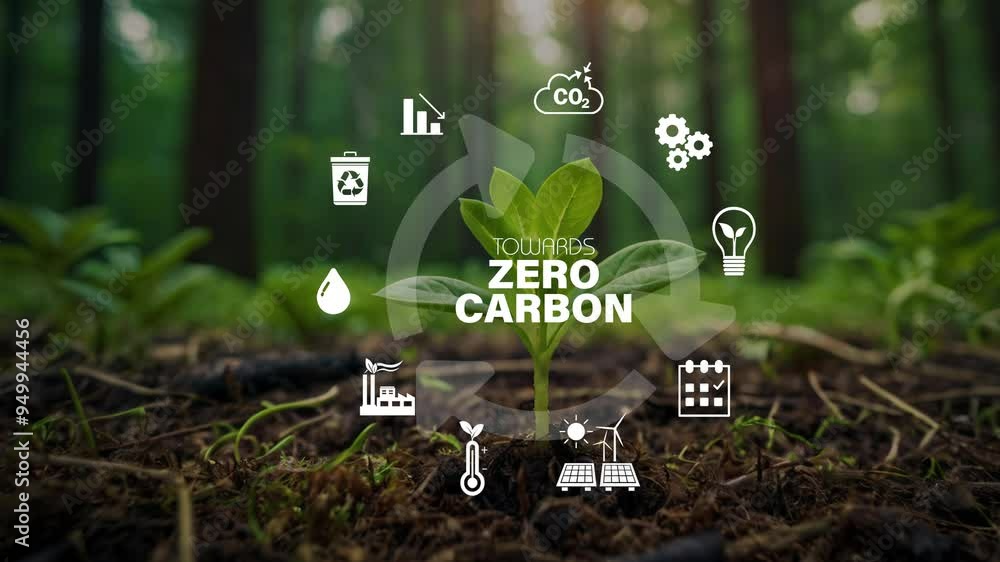 Towards zero carbon 2050.Net zero emission concept.Circular economy ...