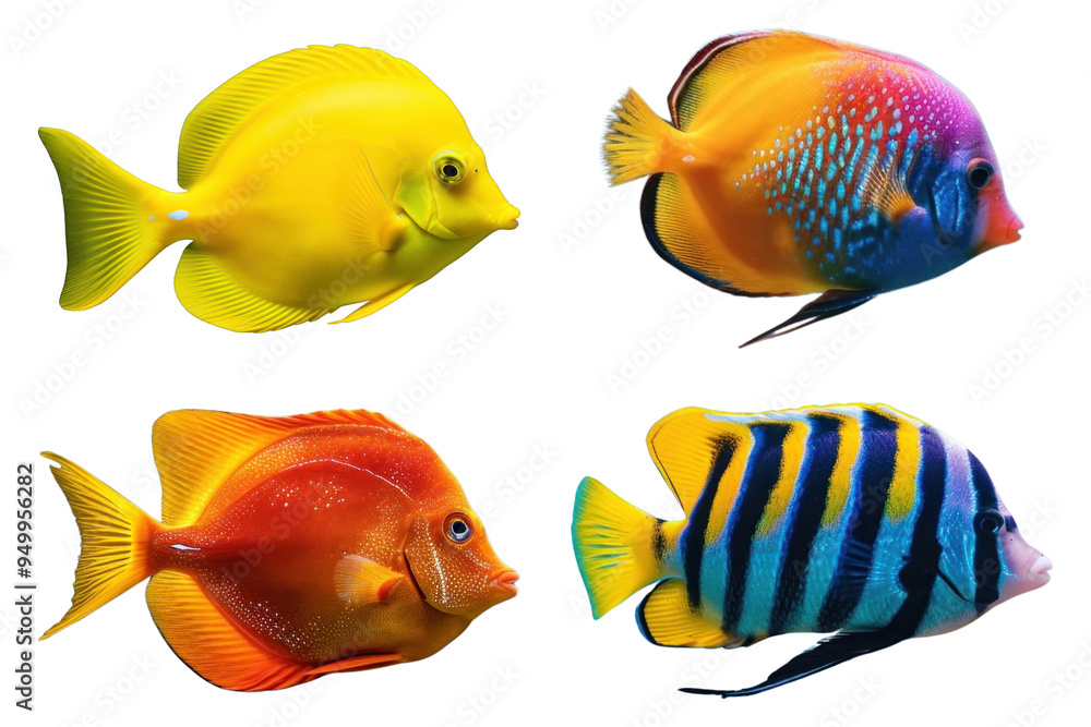 PNG colorful sea fish design element set, transparent background Stock ...
