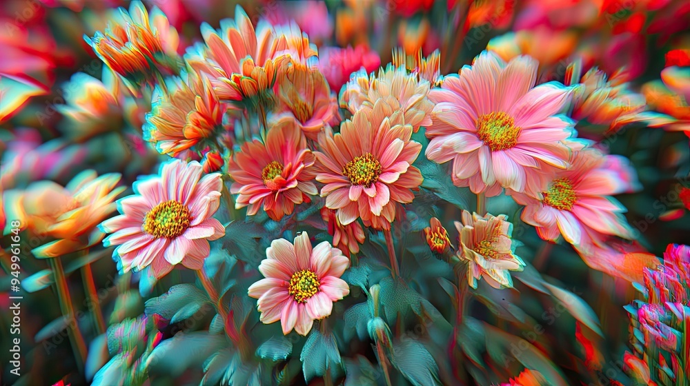 A 3D autostereogram, revealing a hidden 3D image when viewed with ...