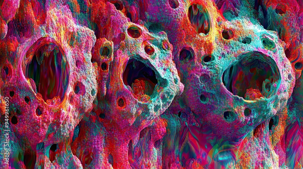 A 3D autostereogram, revealing a hidden 3D image when viewed with ...