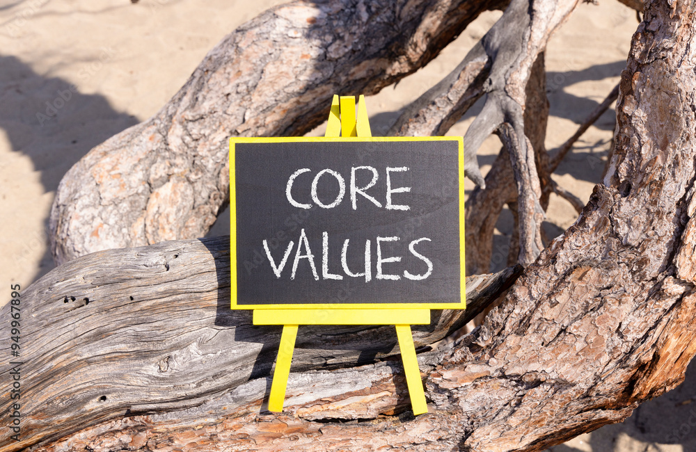 Core values symbol. Concept words Core values on beautiful black yellow ...
